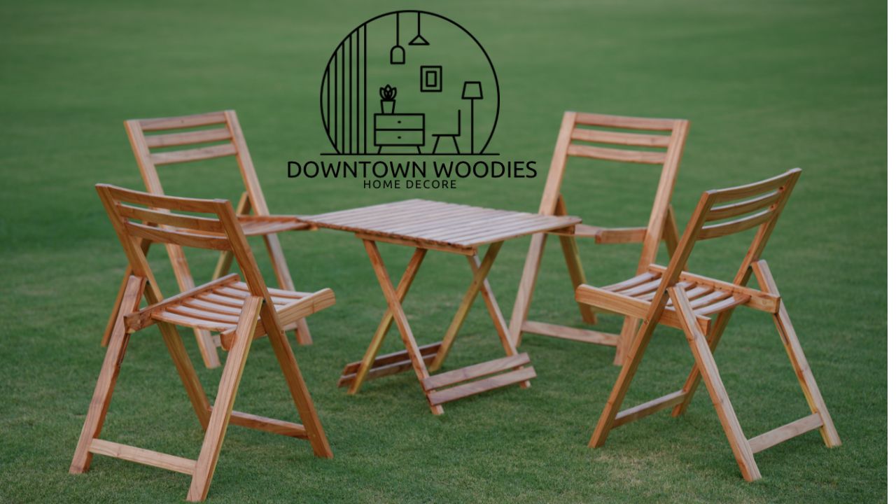 Wood 4 Folding Chair and One Square Folding Table – DOWNTOWN WOODIES